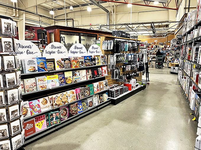 The cookbook aisle offers culinary inspiration alongside kitchen gadgets you never knew existed but suddenly can't live without.