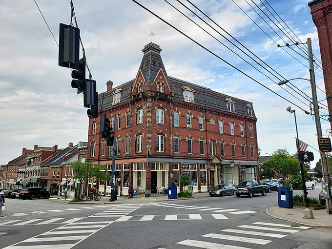 That iconic corner building anchors Belfast's downtown, its distinctive architecture telling stories of the town's prosperous shipbuilding past.