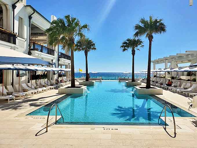 Swimming pool: Not just a place to cool off, but an architectural masterpiece where infinity edges blur the line between human design and heavenly horizons.