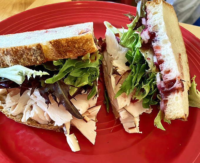 The Turkey Cranberry sandwich&mdash;a Vermont-style thanksgiving between two slices of their legendary Mad River Grain bread.