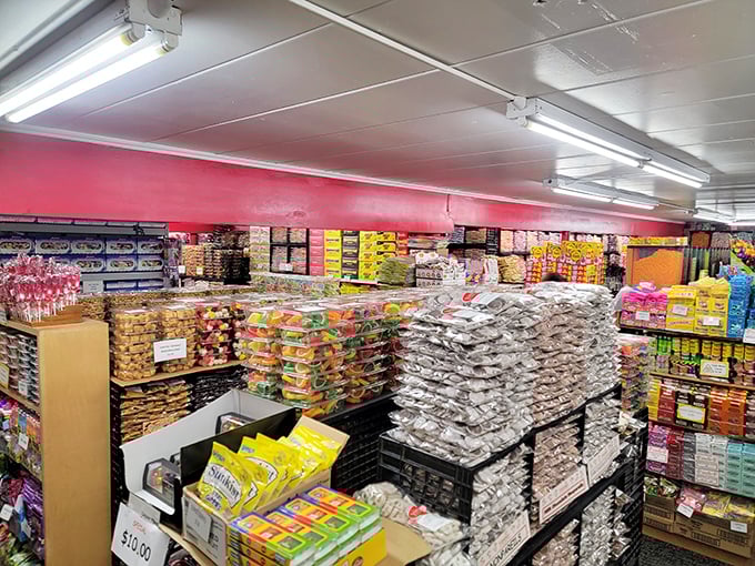 The candy warehouse effect &ndash; where walls of sweetness create corridors of temptation that would make Willy Wonka jealous.