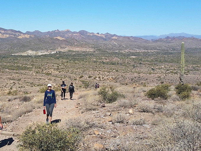 Intrepid explorers navigate the desert trails, where every step might lead to breathtaking vistas or, if legends are true, a long-lost gold mine.