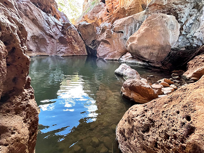 Mother Nature's infinity pool: Crystal-clear waters reflect the sky, creating a mirror world that would make Alice in Wonderland jealous. 