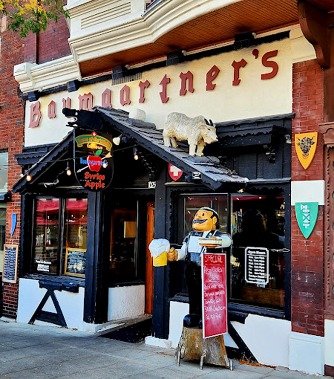 Cheese lovers, rejoice! This storefront, complete with a quirky goat statue, is your gateway to Wisconsin's dairy paradise.