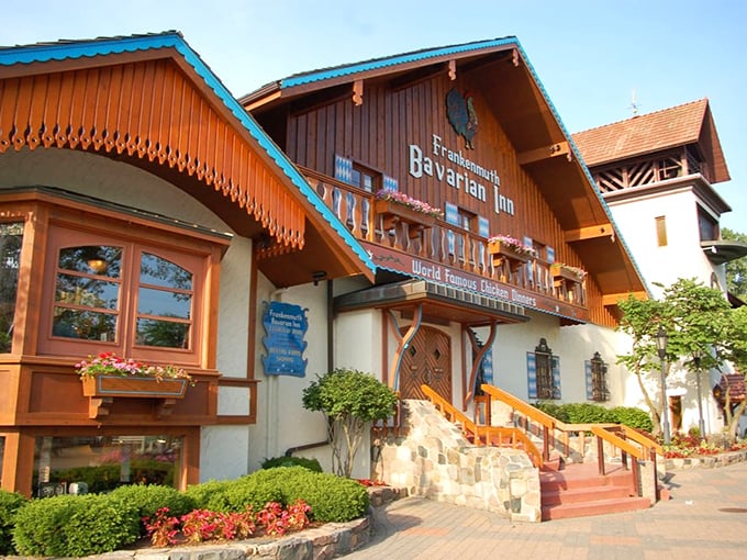 Frankenmuth's Bavarian Inn brings old-world German charm to Michigan with its distinctive architecture and colorful details.