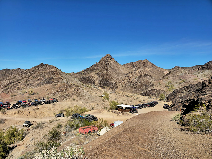 Welcome to nature's amphitheater, where the mountains provide surround sound for your desert adventure soundtrack.