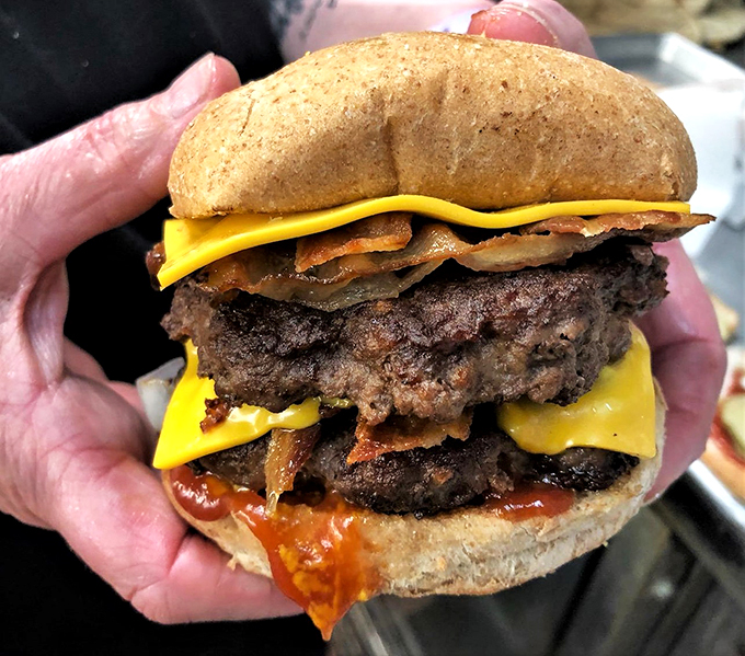 Beyond just a burger, this is a tower of deliciousness. You might need to unhinge your jaw, but trust me, it's worth it.