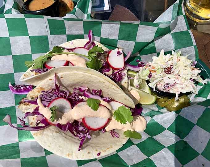 These fish tacos bring unexpected flair to a North Shore menu, with fresh catches tucked into soft tortillas like a delicious cultural exchange program.