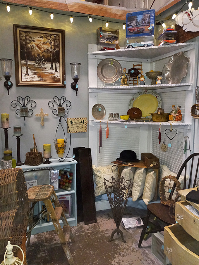 Vintage collectibles arranged with care create little vignettes of nostalgia, inviting you to imagine these treasures in your own home.