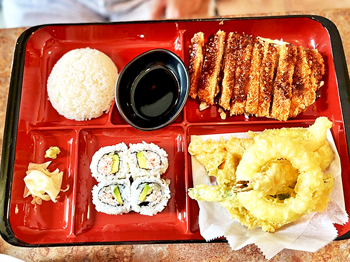 The classic bento box gets everything right&mdash;crispy tempura, fresh sushi rolls, and perfectly steamed rice, all in their own little compartments.