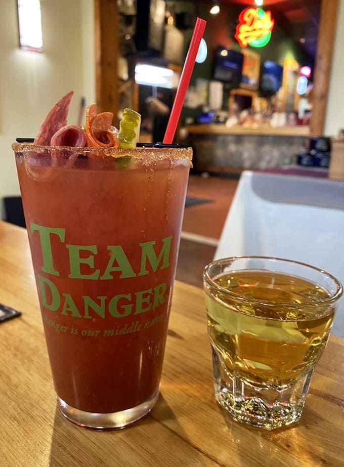 The Bloody Mary comes with a beer chaser because sometimes one drink just isn't enough to properly celebrate your meal.