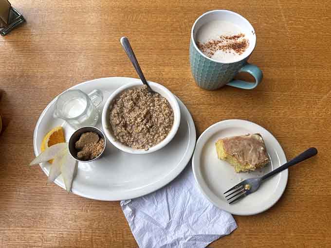 The dining area invites you to slow down and actually enjoy your meal, a revolutionary concept in our grab-and-go world these days.