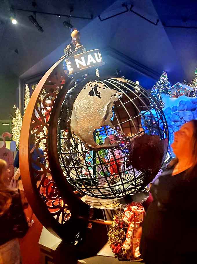 This globe installation invites visitors to travel the world without leaving Ohio, spinning tales of Christmas celebrations from pole to pole.