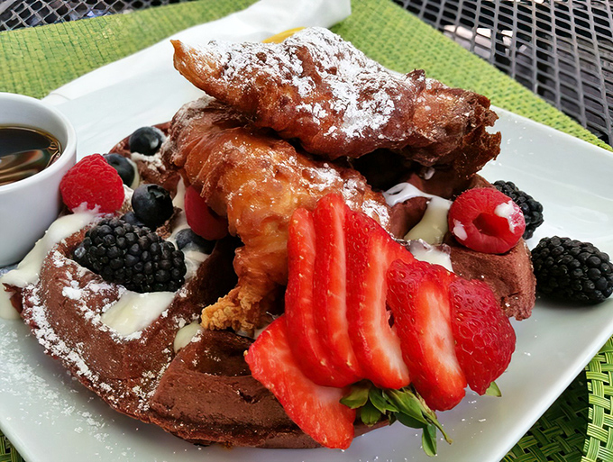 Fresh berries add bright pops of color and tartness to this decadent breakfast masterpiece, cutting through the richness with fruity perfection.