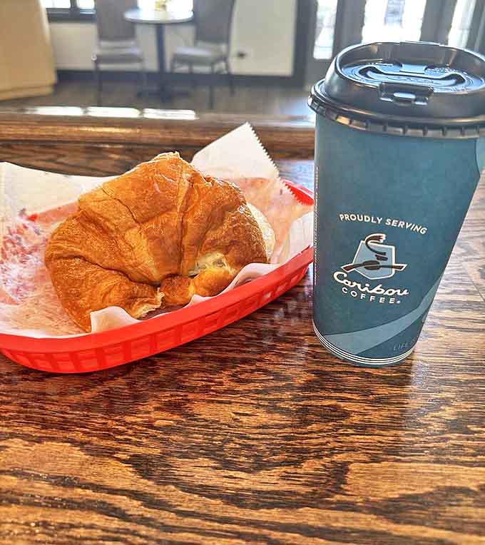 A classic croissant and Caribou Coffee &ndash; sometimes the simplest pleasures are the most satisfying.