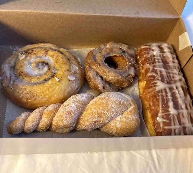 This box of assorted treats includes twisted beauties and glazed wonders that won't survive the car ride home.