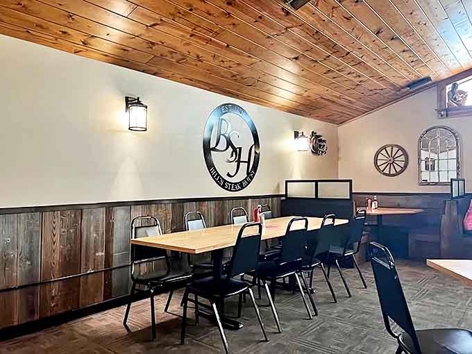 The dining room whispers of special occasions and lingering conversations, with tables spaced for privacy and romance.