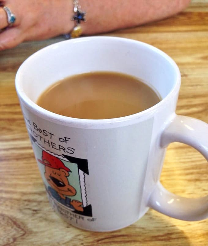 Fresh coffee in a mug that celebrates fathers everywhere, because breakfast and caffeine are the perfect morning duo.