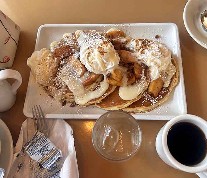 These gingerbread pancakes topped with whipped cream are basically dessert disguised as breakfast, and nobody's complaining.