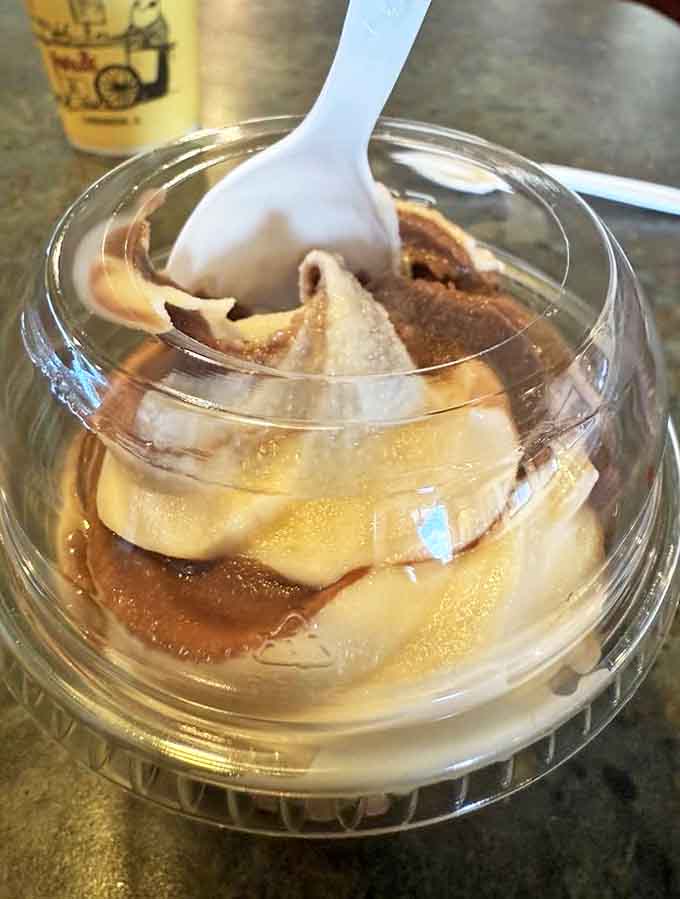 The chocolate and vanilla twist soft serve &ndash; a simple pleasure executed flawlessly, proving that sometimes the classics need no improvement.