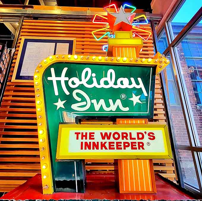 "The World's Innkeeper" indeed &ndash; this Holiday Inn sign represents an era when that distinctive script meant the same reliable comfort anywhere in America.