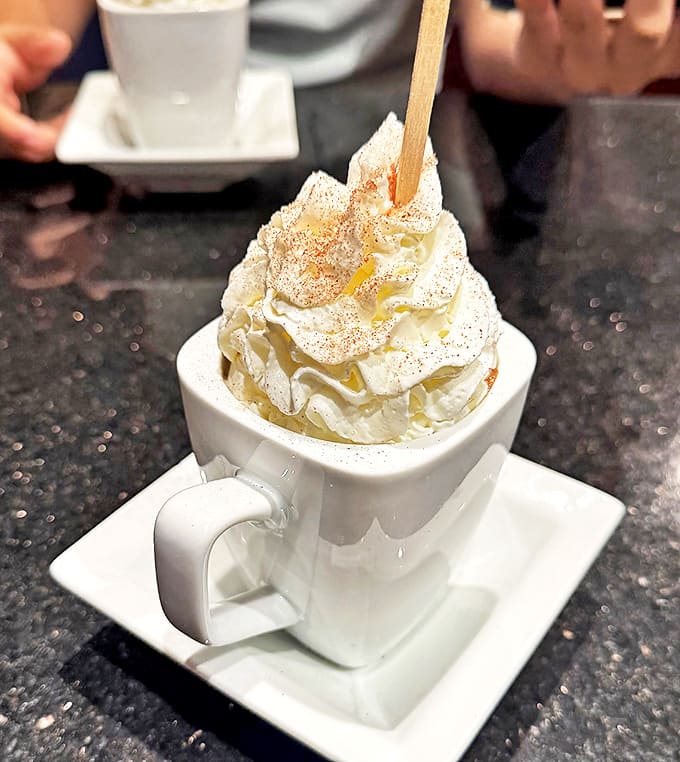 This isn't just hot chocolate &ndash; it's a towering cloud of whipped cream with warming spices that makes adulting seem overrated.