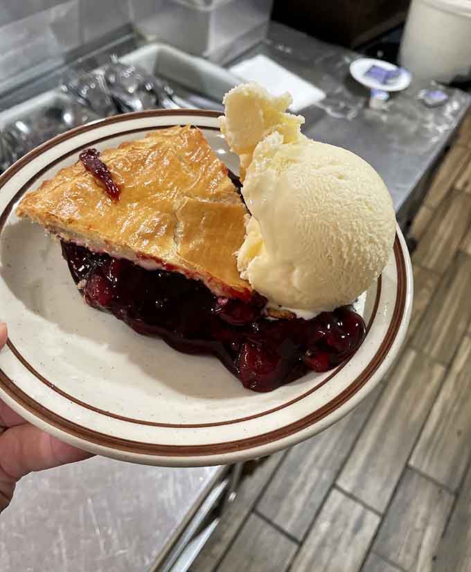 Warm blueberry pie topped with vanilla ice cream is the kind of dessert that makes you find room even when you're completely full.