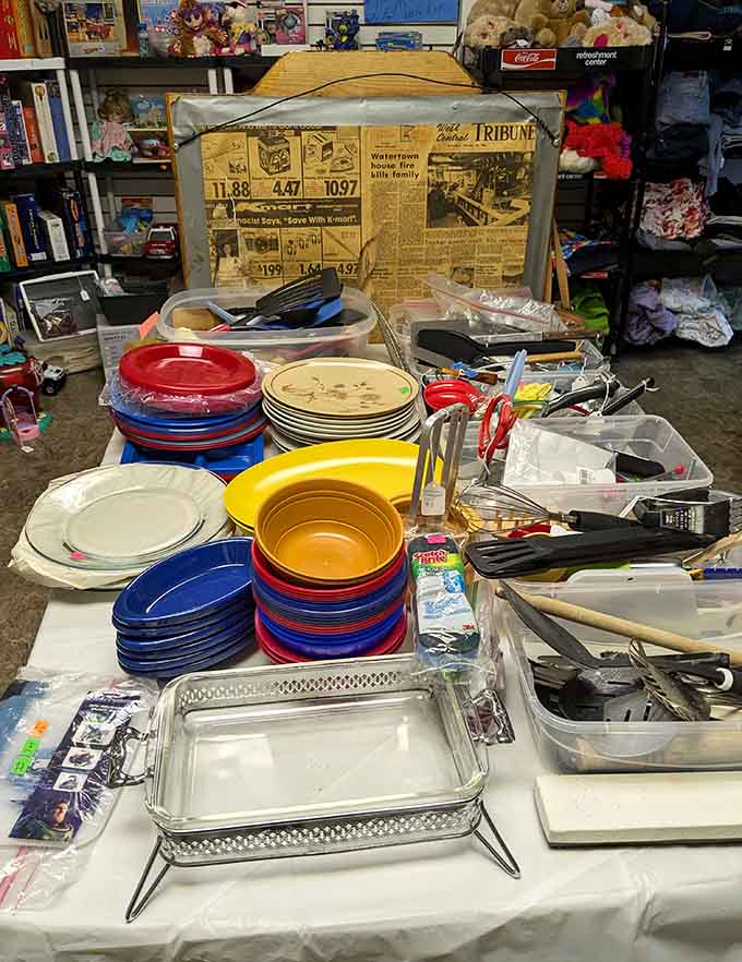 Plates and cooking implements from decades past prove that kitchens functioned just fine before everything needed to be stainless steel.