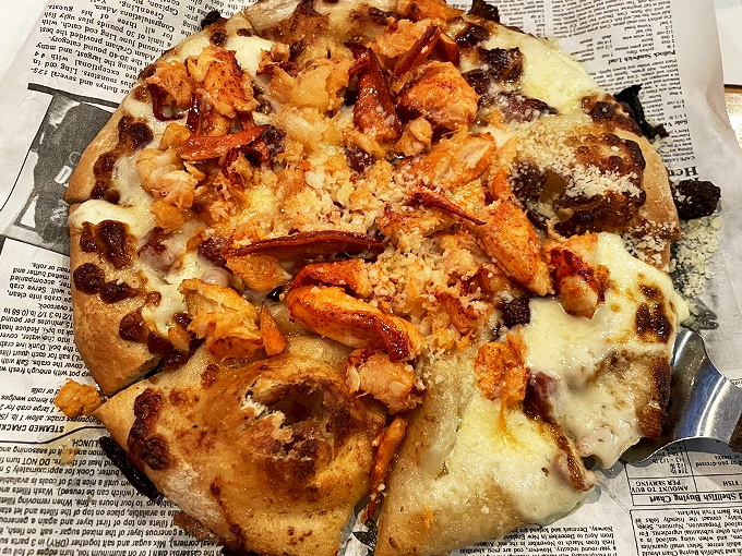 Who said you can't improve on perfection? This lobster pizza is what happens when Italy takes a vacation in New England.