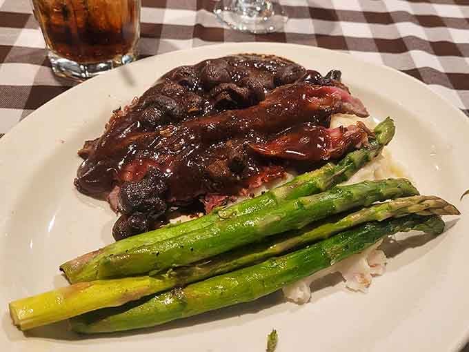 The London Broil demonstrates that Schuler's mastery extends far beyond sandwich territory into serious entree excellence.