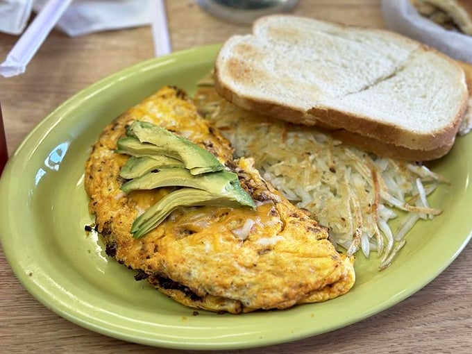 Sunshine on a plate &ndash; this Mexican omelette with avocado slices is breakfast architecture at its finest.