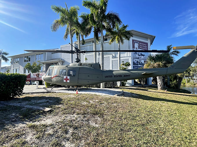 The Military Heritage Museum honors veterans with exhibits spanning centuries &ndash; that's a real Huey helicopter, not a movie prop.