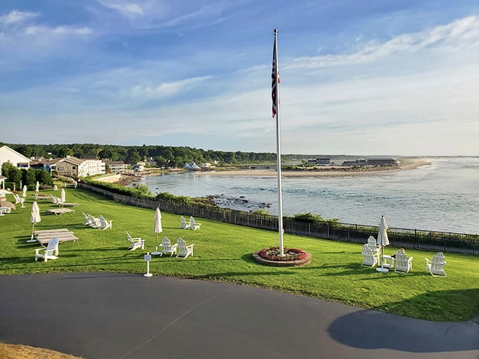 These waterfront Adirondack chairs understand the assignment: providing the perfect spot to sit, relax, and watch the world go by slowly.