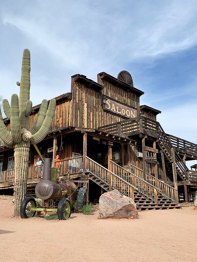 This authentic-looking saloon isn't just for show, it serves up hearty meals and cold drinks to weary desert travelers.