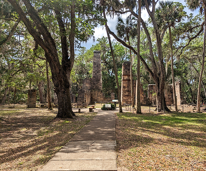 The path less traveled! This inviting trail leads visitors through a time tunnel straight to the heart of the sugar mill ruins.