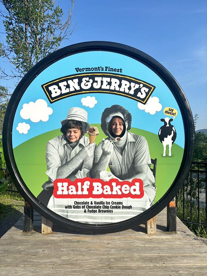 The "Half Baked" photo opportunity lets visitors pose with one of Ben & Jerry's most successful flavor creations&mdash;no headstone needed for this bestseller.