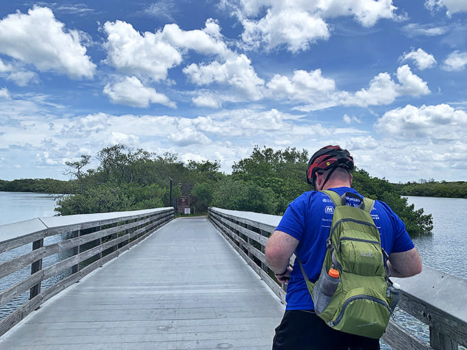 Crossing bridges between worlds &ndash; where each wooden plank leads deeper into Florida's coastal ecosystem without getting your sneakers wet.