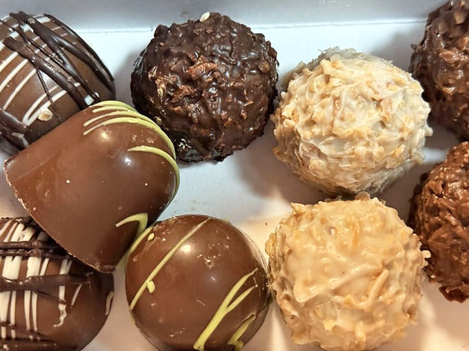 Handcrafted truffles that make store-bought chocolates hang their heads in shame, each one a tiny masterpiece of sweetness.