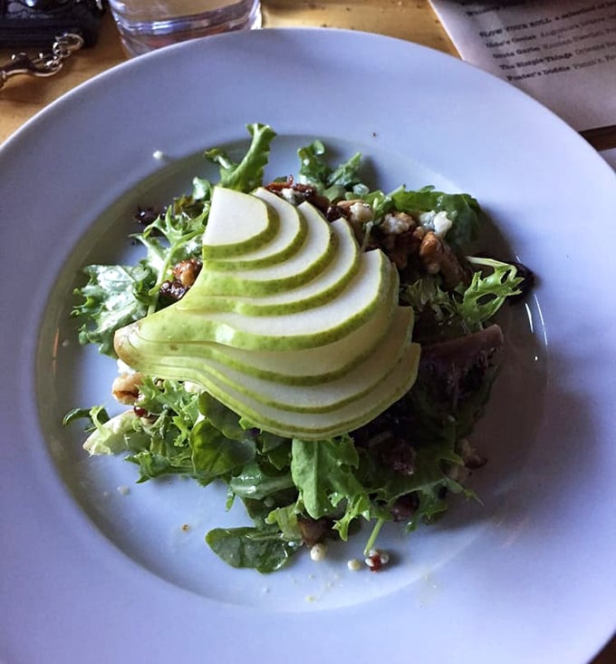 Fresh, vibrant, and thoughtfully composed, this salad proves vegetables deserve respect too &ndash; thinly sliced apples adding sweet crunch against peppery greens and creamy cheese.
