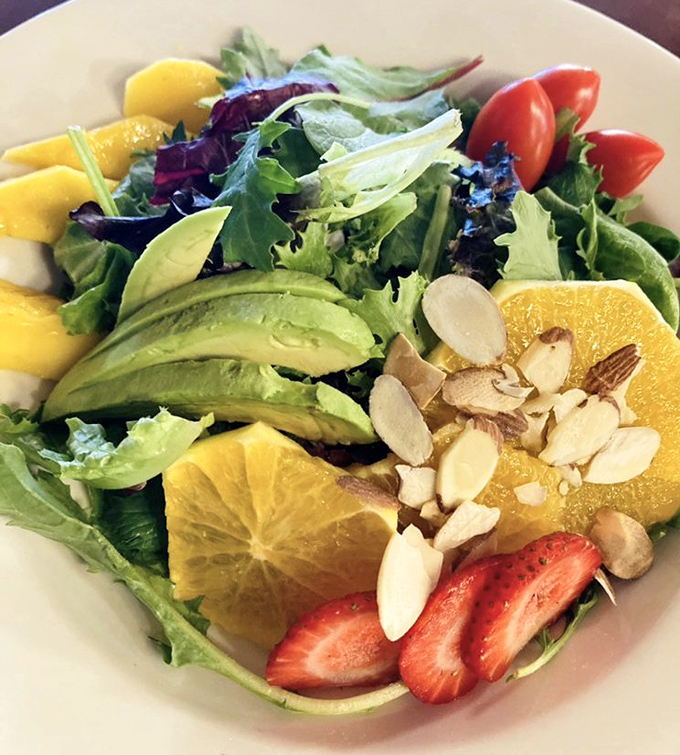 Salad: A fresh ensemble of greens, fruits, and nuts that proves healthy eating doesn't have to be a boring opening act.