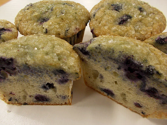 Blueberry muffins with that perfect sugary top, pretending to be breakfast while actually being cake's more socially acceptable cousin.