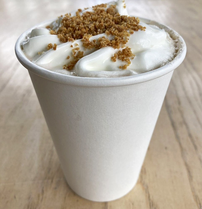 This s'mores latte doesn't just taste like a campfire in a cup &ndash; it looks like one too, complete with graham cracker crumble topping.