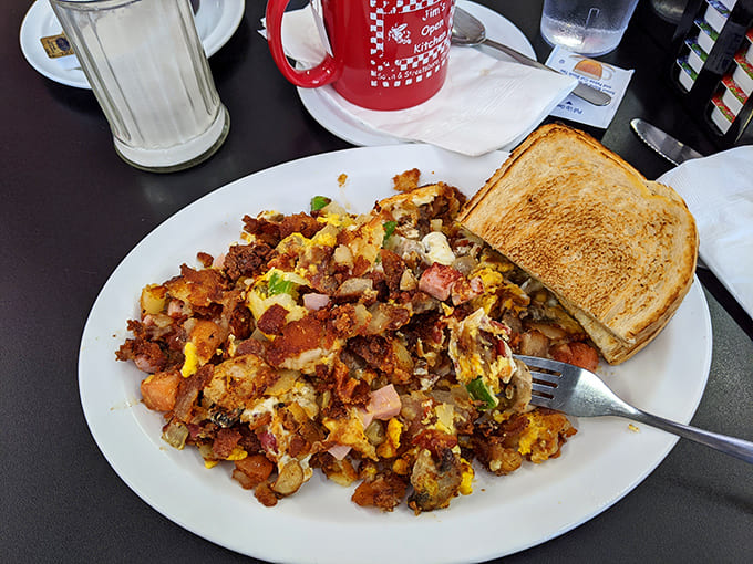 The Ultimate Herb scramble - a beautiful chaos of eggs, meat, and veggies that somehow makes perfect sense with every bite.