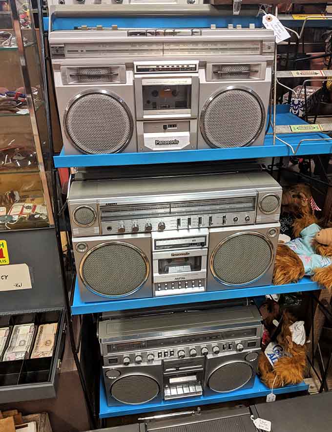 Boomboxes that once ruled street corners now wait patiently for someone to appreciate their glorious, shoulder-breaking heft and presence.