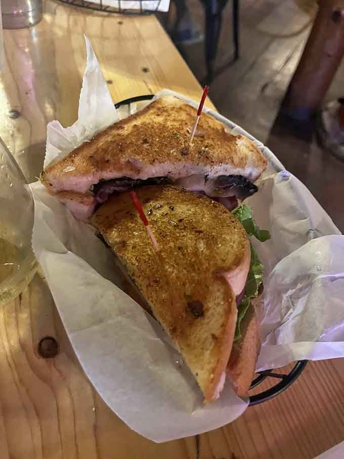 The portabella mushroom sandwich proves that vegetarian options can be just as crave-worthy as their meaty counterparts.