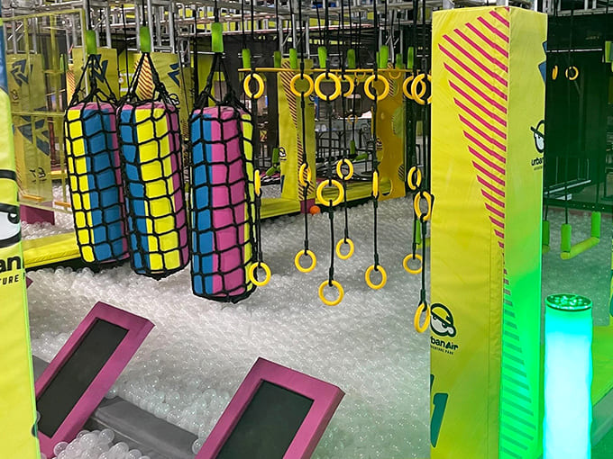 A foam block paradise where landing is soft but the challenges are real, perfect for budding American Ninja Warriors.