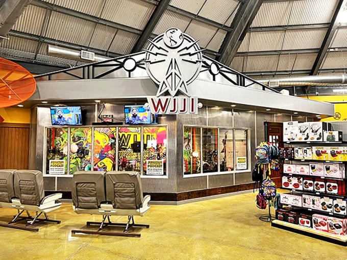 WJJI's podcast studio sits like a fishbowl of broadcasting amid grocery aisles &ndash; because why shouldn't your shopping trip include live entertainment?