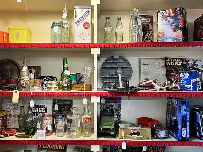 From Star Wars to vintage bottles, these shelves prove that one person's attic cleanout is another person's treasure trove of nostalgic gold.