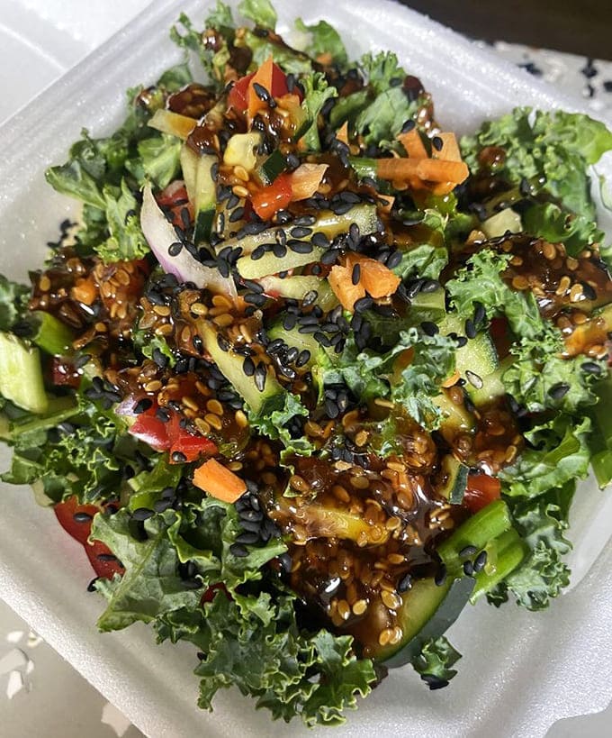 Yes, that's a salad at a waffle restaurant, proving that Waffle-O-Waffle can do healthy just as impressively as indulgent.