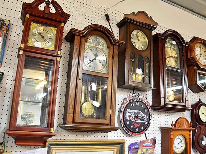 Time stands still, or rather, it ticks away in multiple directions with this impressive collection of clocks marking hours across different eras.
